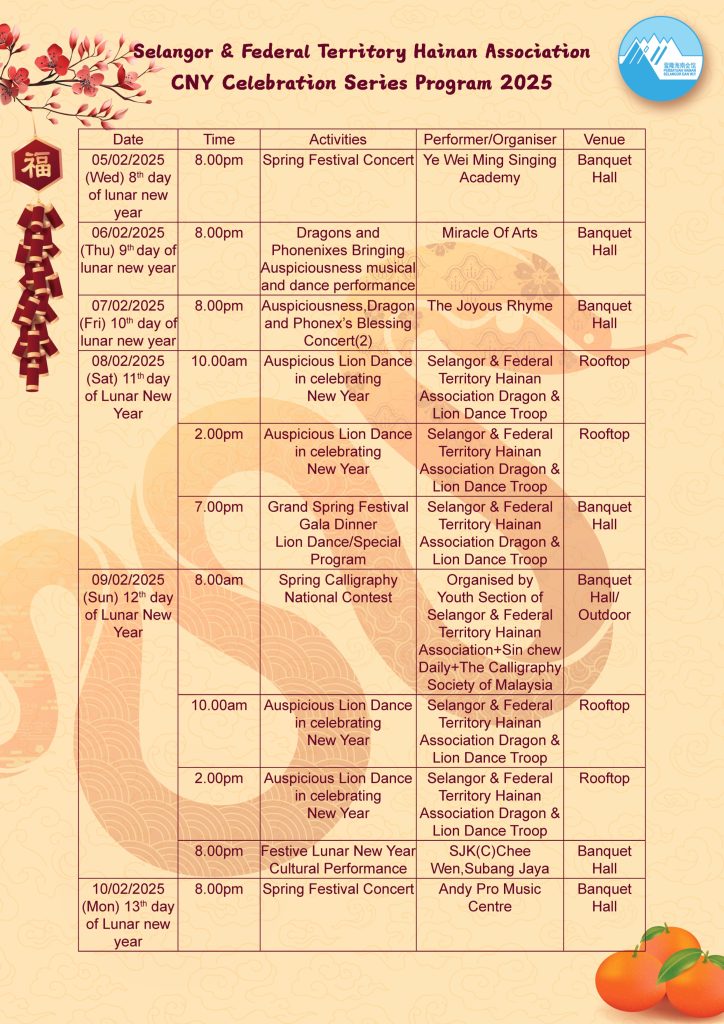 Selangor & Kuala Lumpur Hainan Association (Thean Hou Temple) 2025 Year ...
